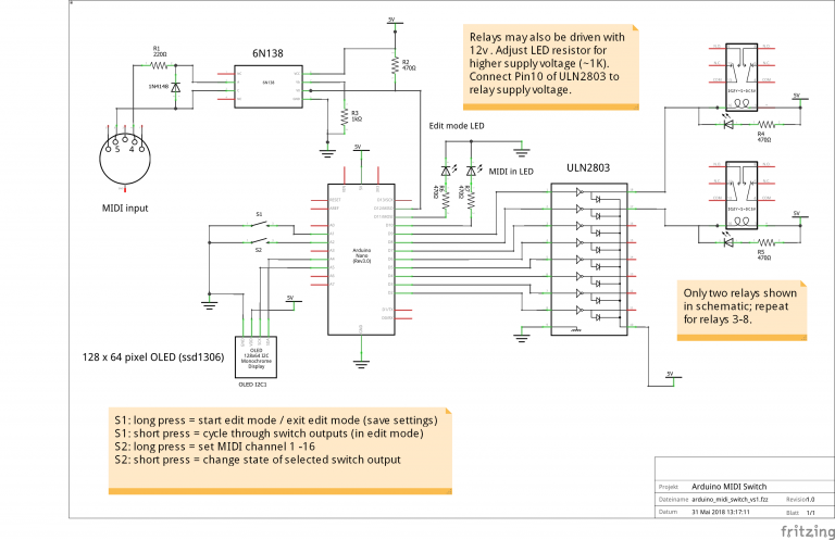 8 Channel Arduino MIDI Switch – jimkim.de